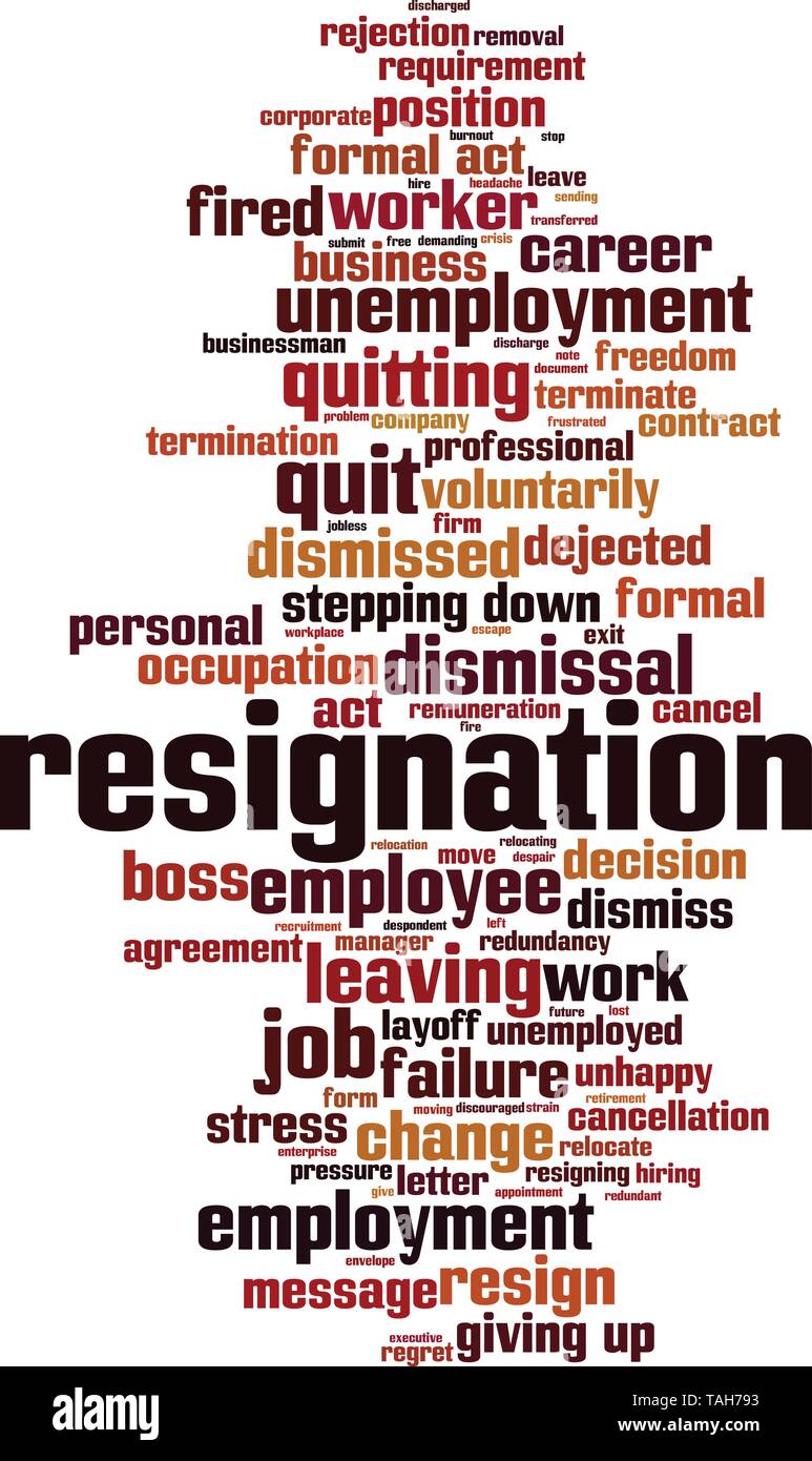 Resignation word cloud concept. Collage made of words about resignation ...