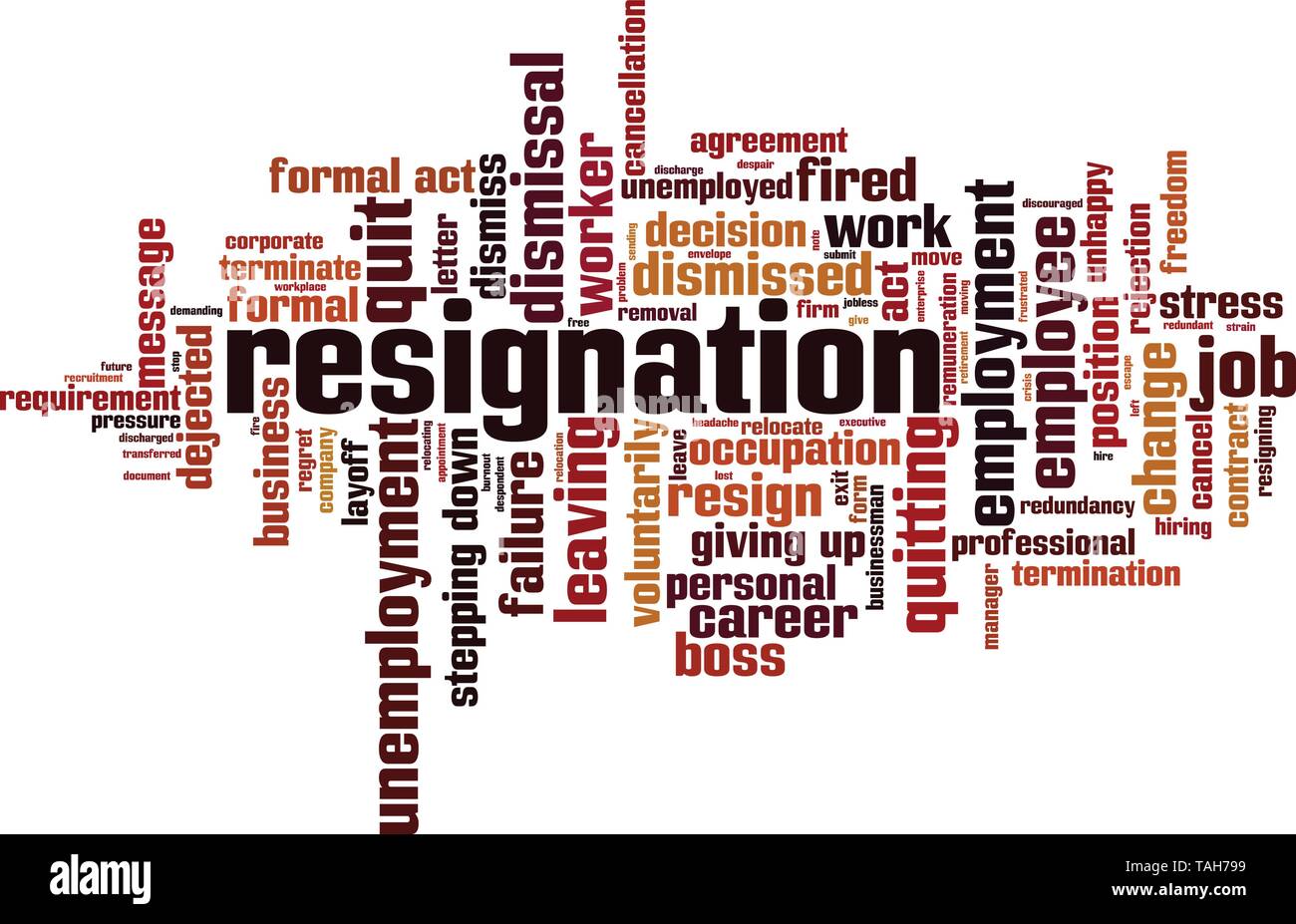 Resignation word cloud concept. Collage made of words about resignation ...