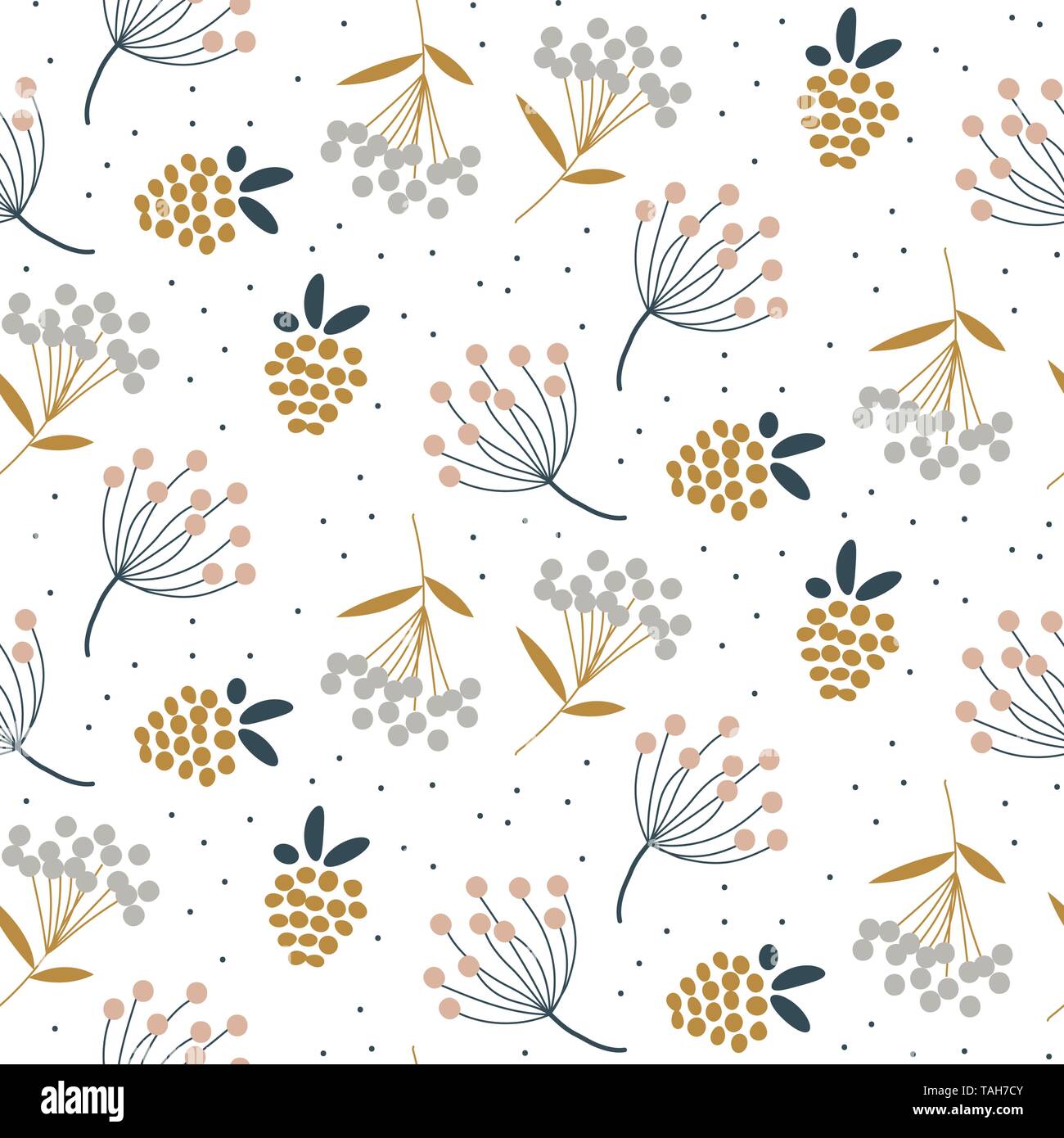 Flowers and berry pastel colors seamless vector pattern Stock Vector ...