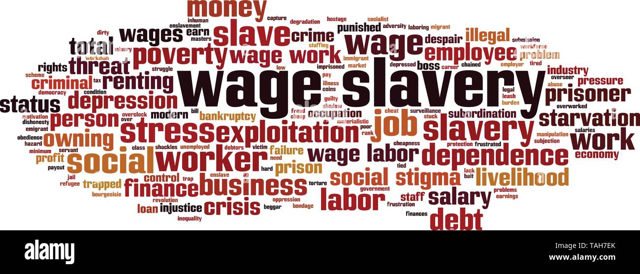 Wage slavery word cloud concept. Collage made of words about wage ...