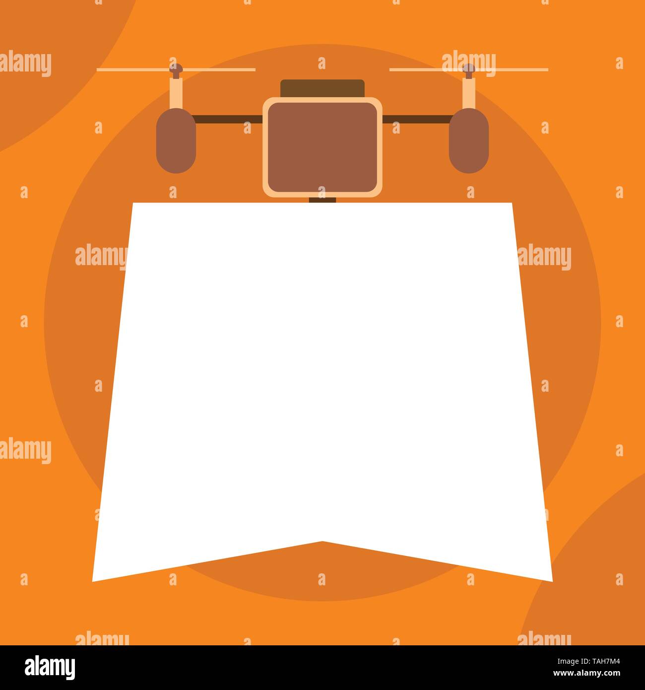 Drone holding downwards banner. Geometrical abstract background design ...