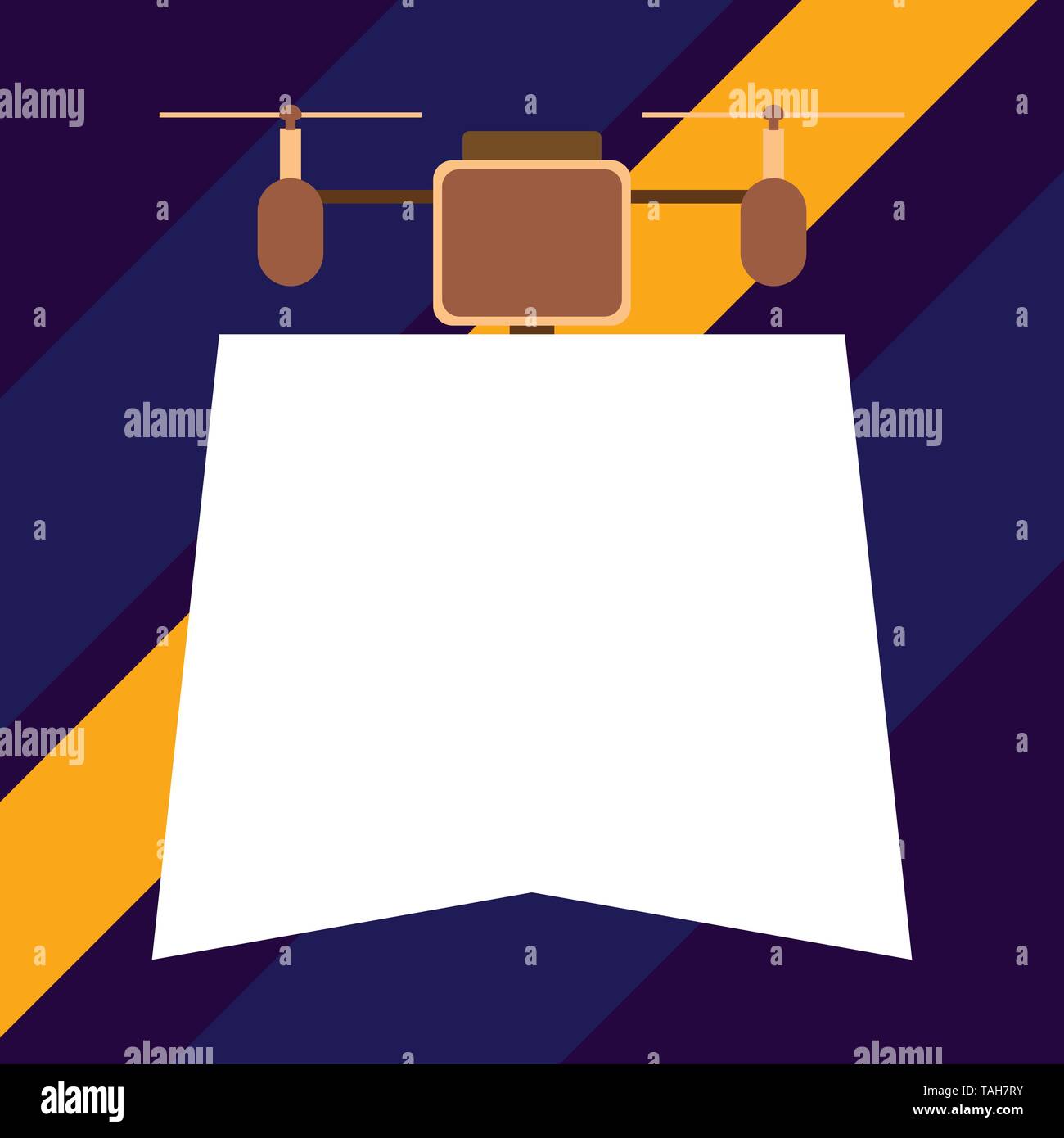 Drone holding downwards banner. Geometrical abstract background design ...