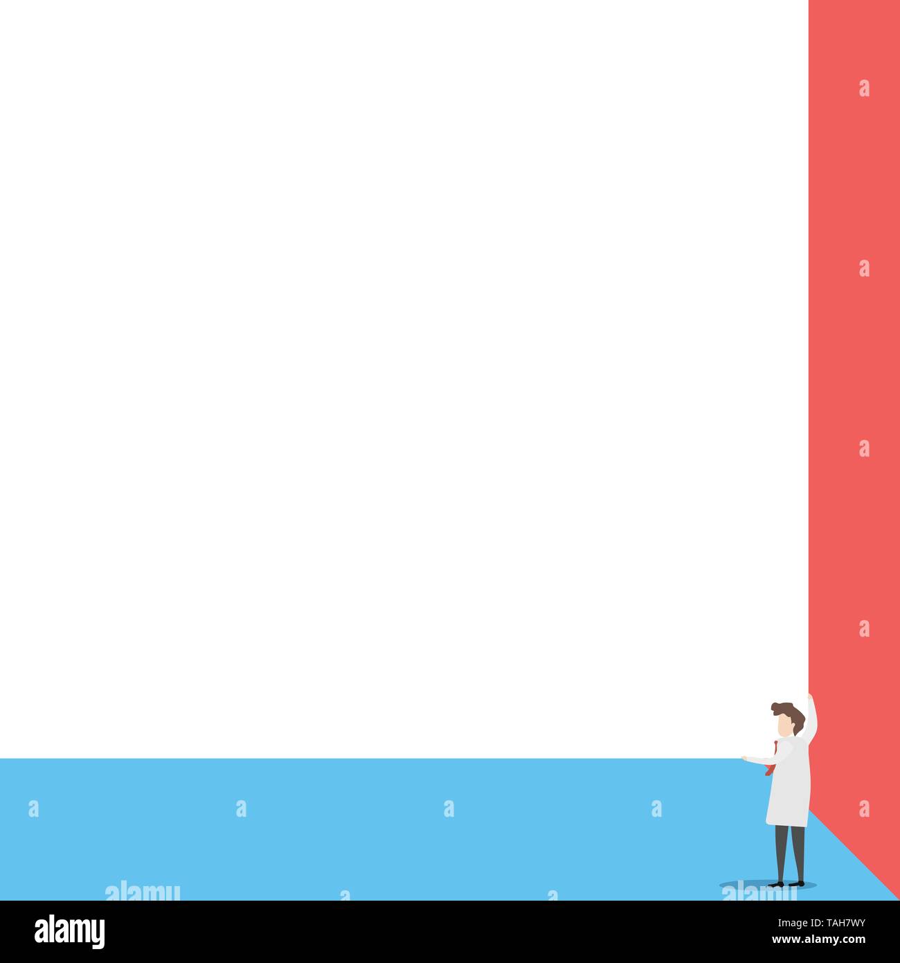 Front view young woman holding two hands right corner big blank ...