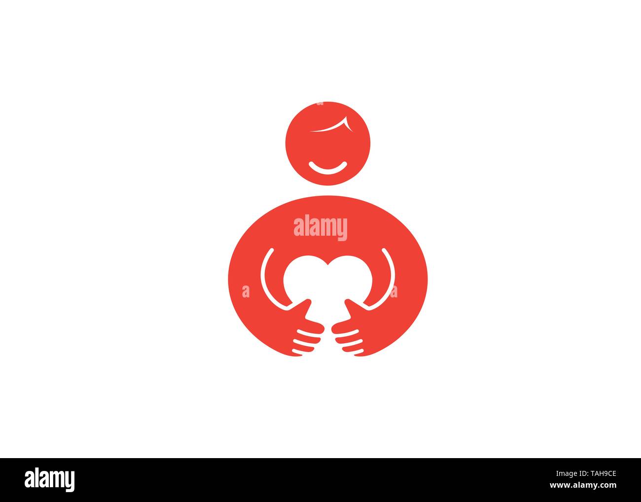 Creative Red Person Holding Heart Logo Stock Vector Image & Art - Alamy