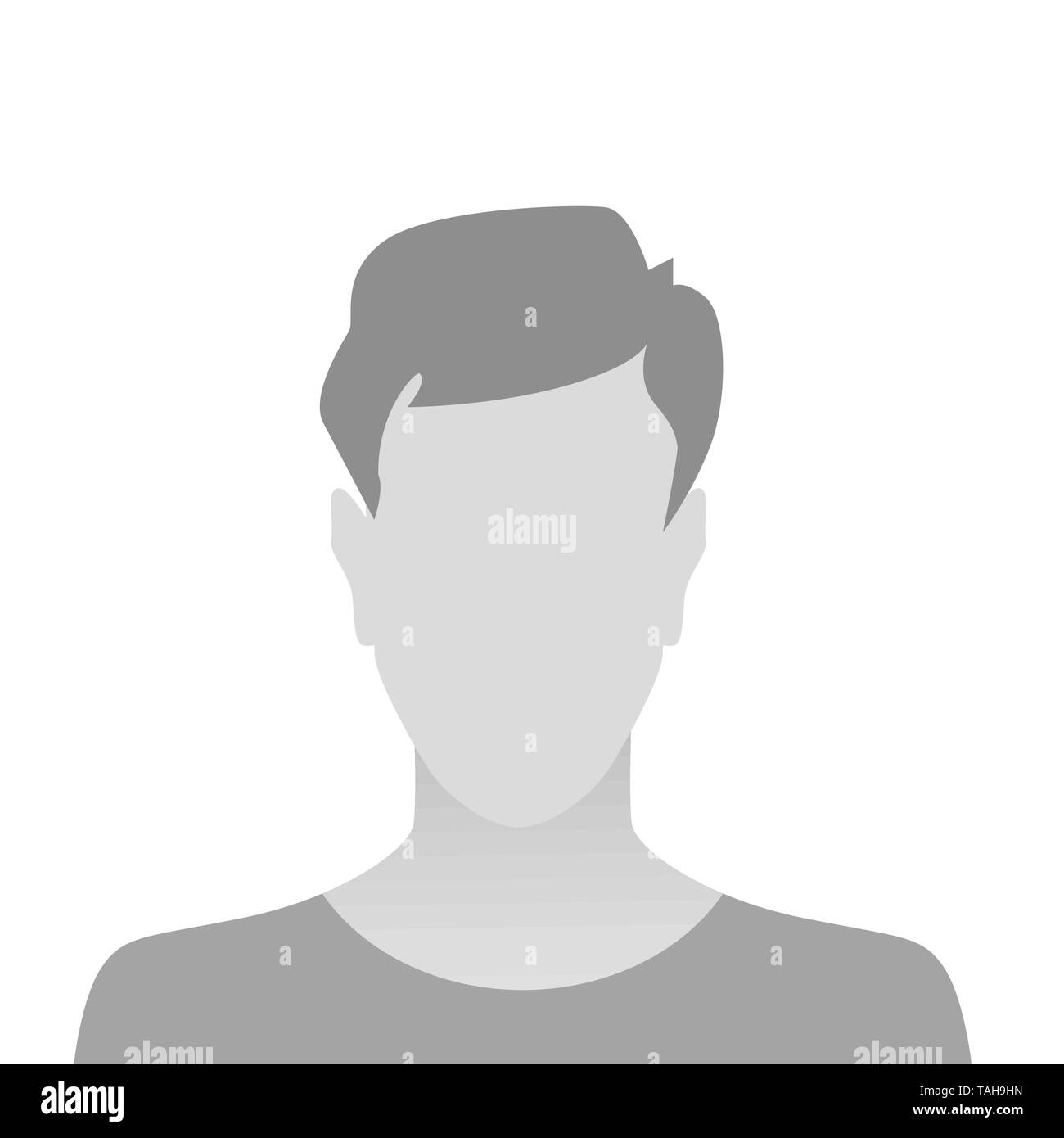 Person gray photo placeholder man in T-shirt on white background Stock ...