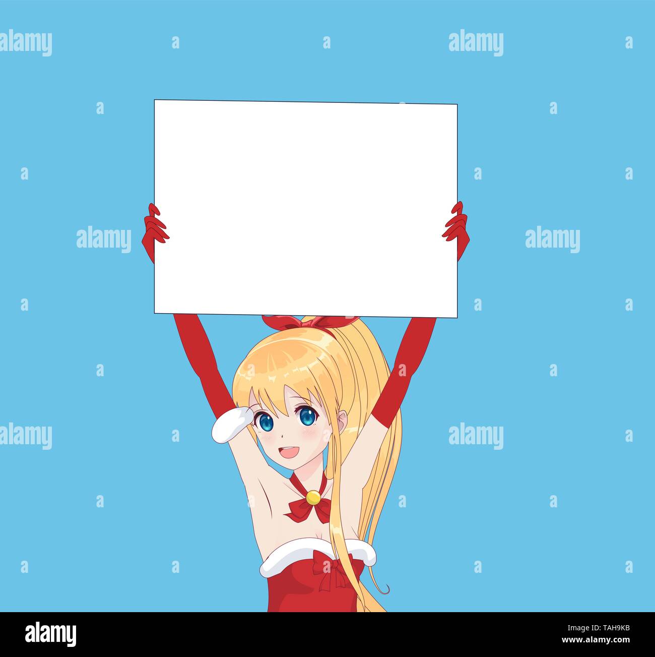 Anime Girl Holding A Blank Sign
