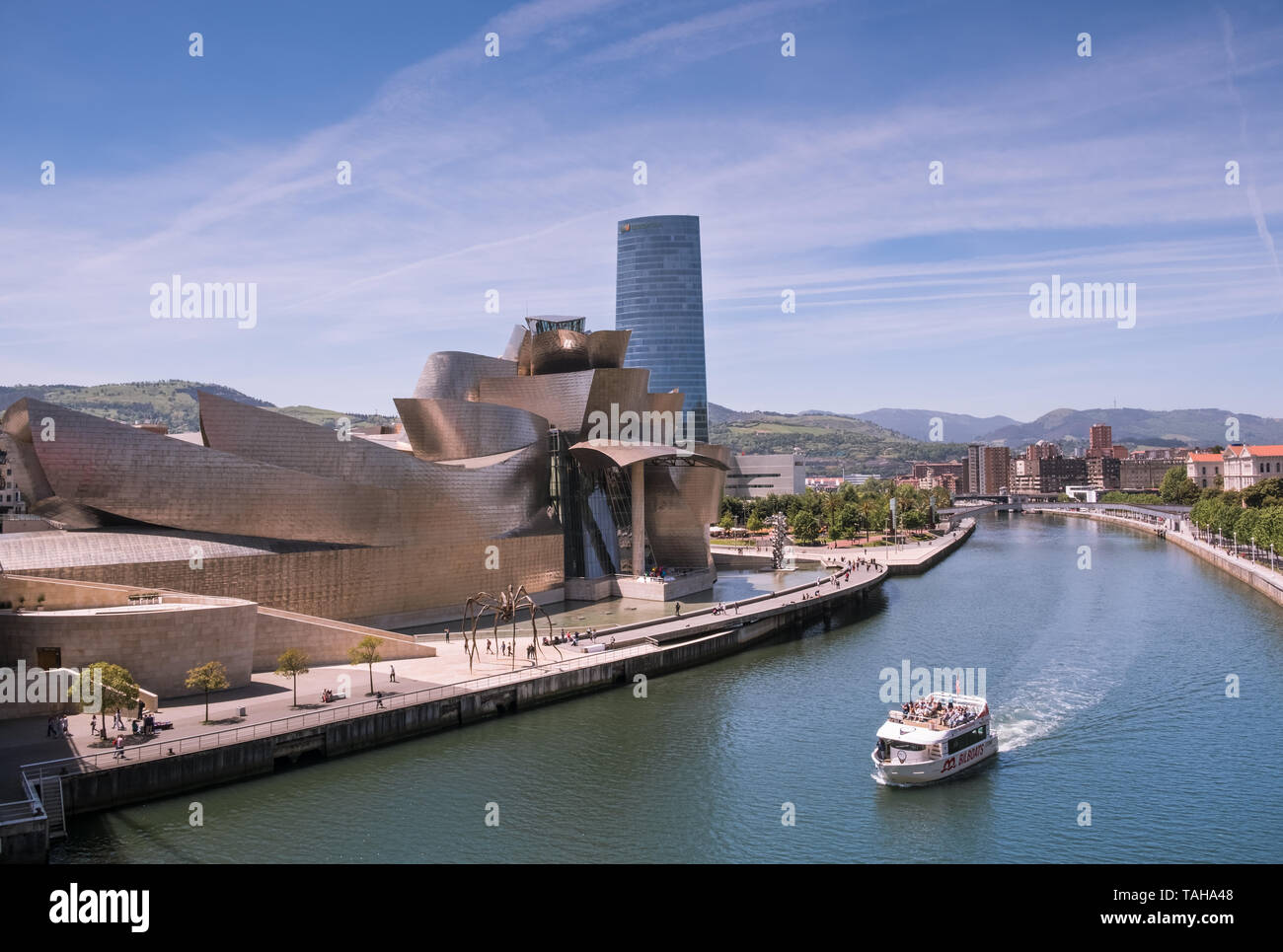 Cityscape view of Bilbao, Basque Country, Spain, featuring Guggenheim ...