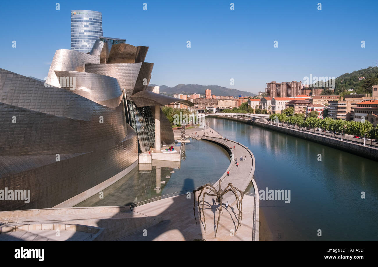 Cityscape view of Bilbao, Basque Country, Spain, featuring Guggenheim ...