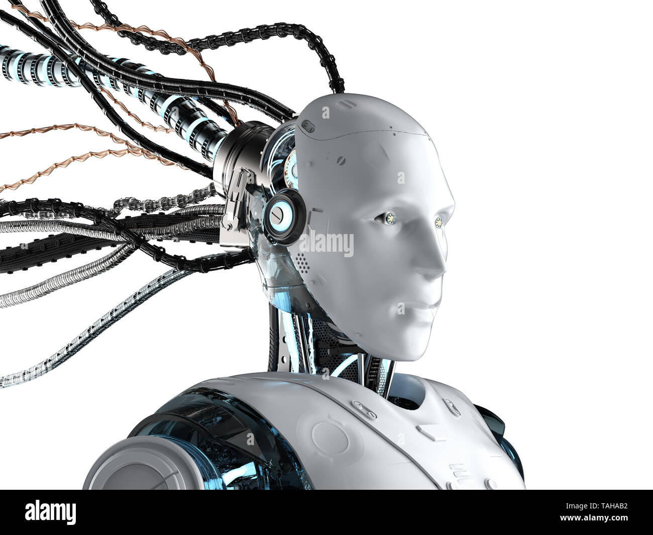 3d rendering humanoid robot with wires isolated on white Stock Photo ...
