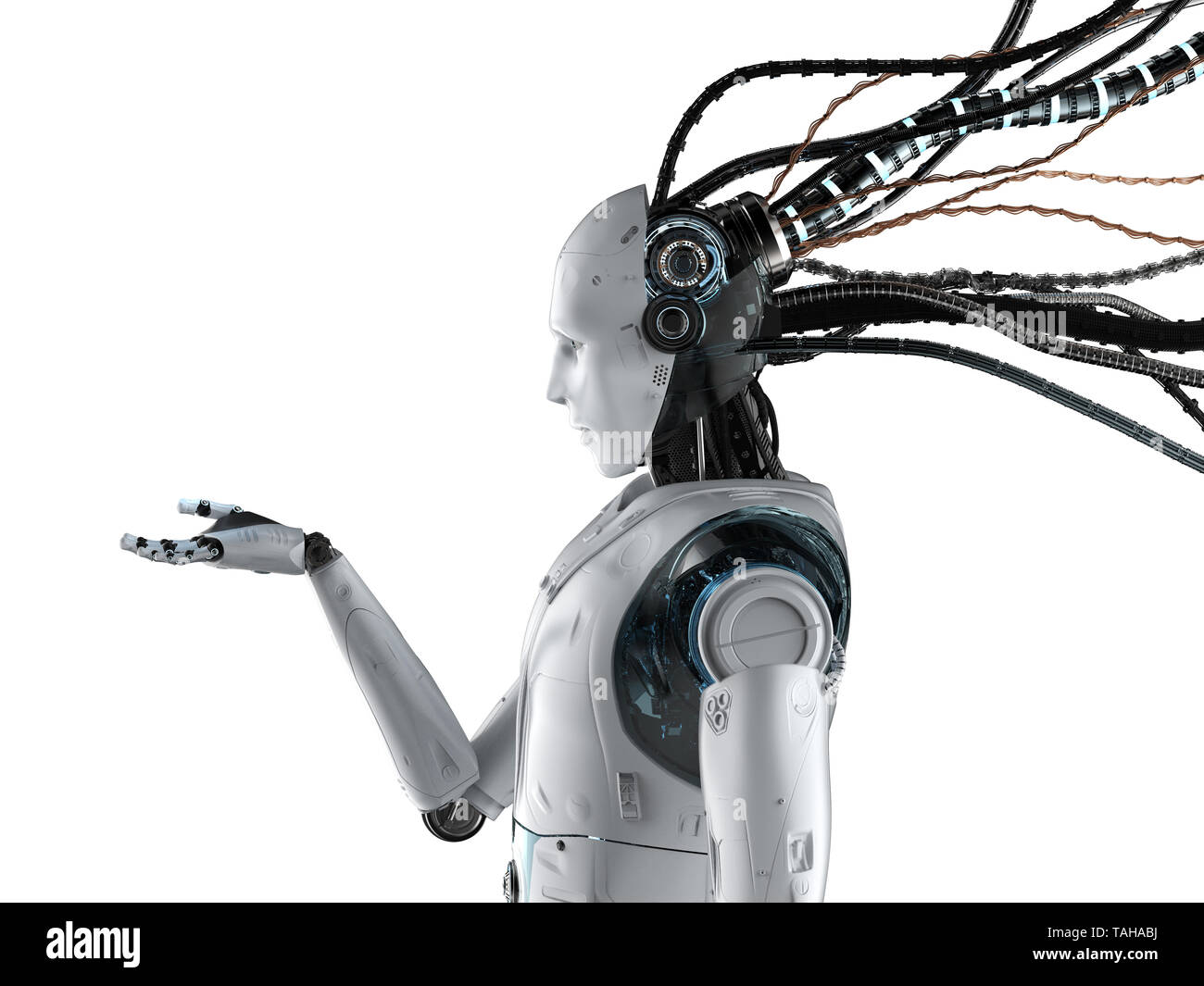 3d rendering humanoid robot with wires isolated on white Stock Photo ...