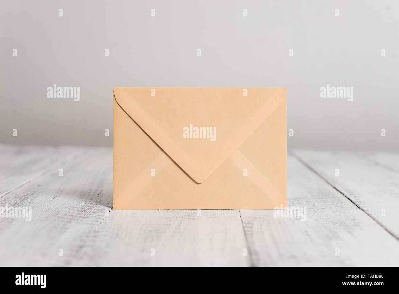 Closed standing rectangular colored envelope old wooden vintage ...