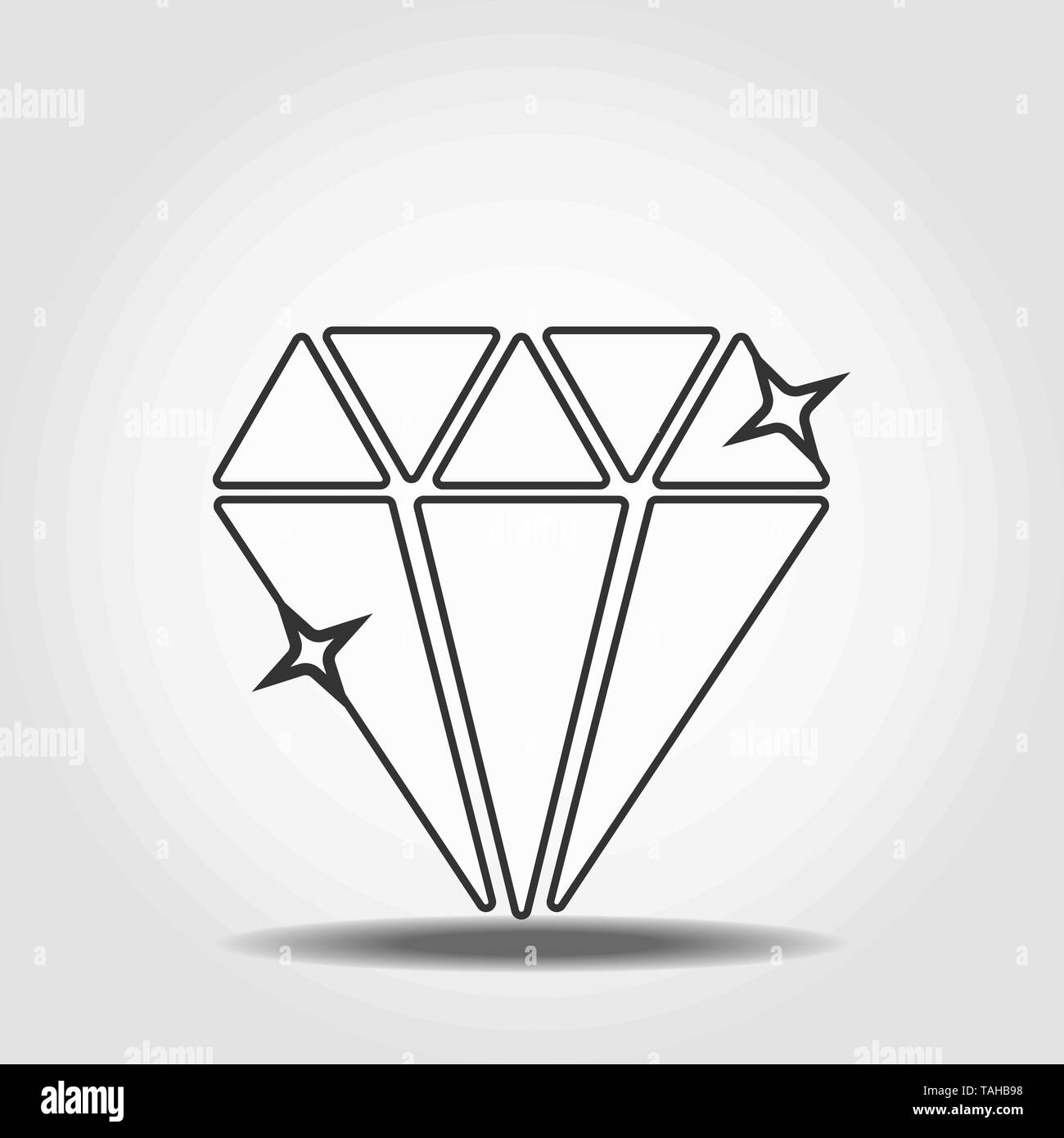 Diamond linear icon. Thin line illustration. Shiny brilliant gem ...