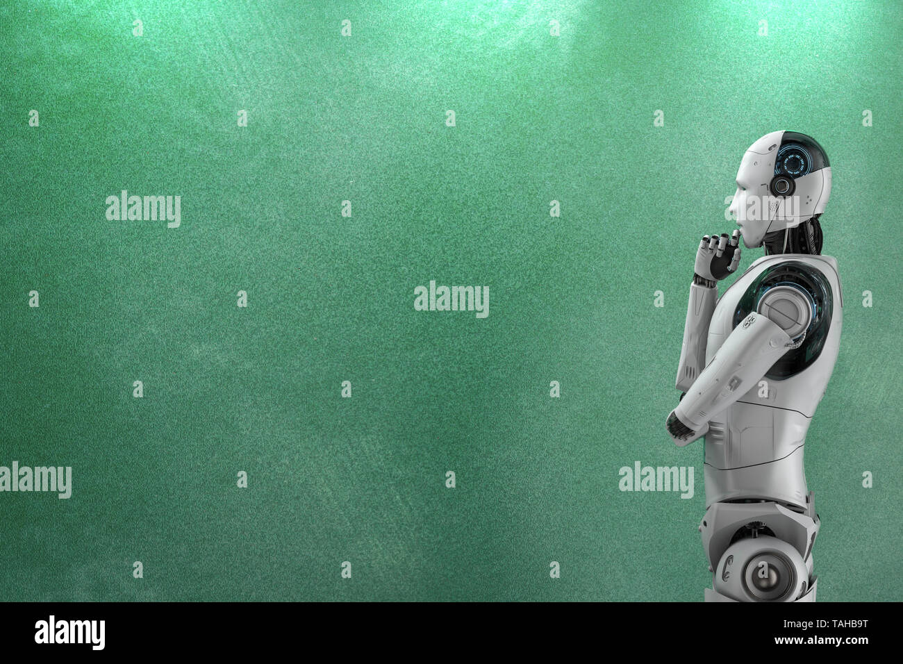 3d rendering robot stand with empty blackboard Stock Photo - Alamy