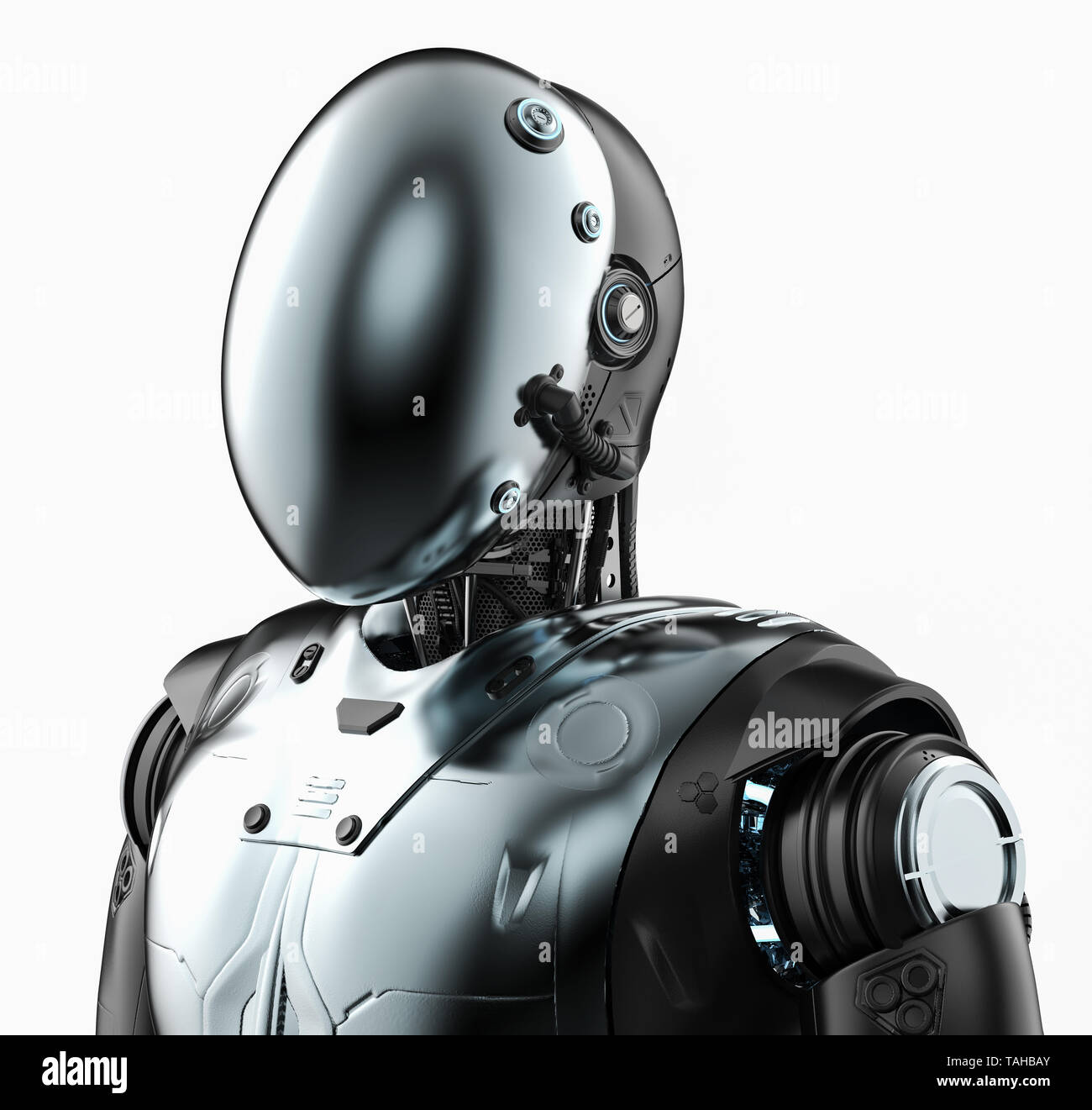 3d rendering humanoid robot with face mask isolated on white Stock ...