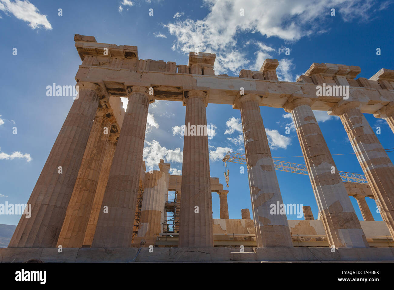 Lateral view of the eastern part of the Parthenon in the Acropolis ...