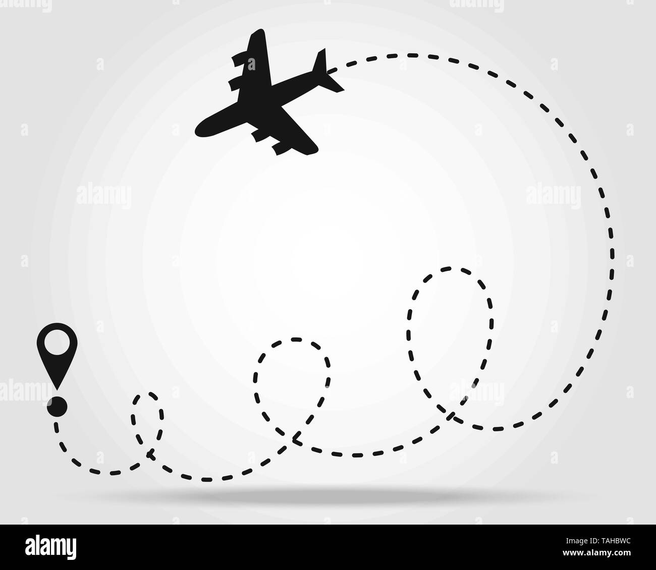 Flight of dreams. Airplane line path icon of air plane flight route ...