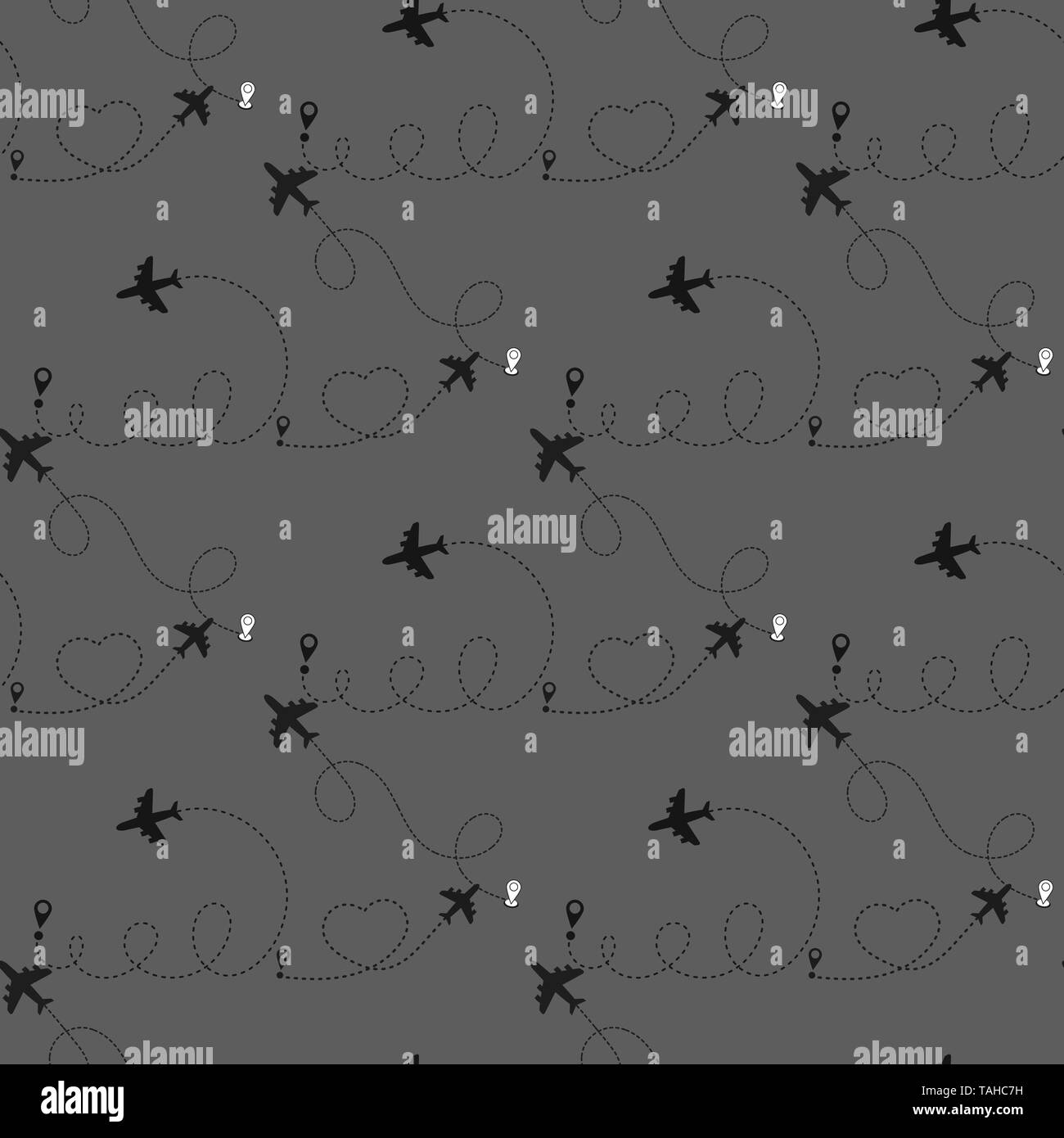 travel around the world airplane routes seamless pattern, background ...