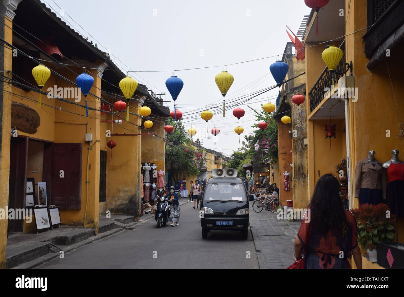 View of the streets of Hoi An old town, well-preserved example of a ...