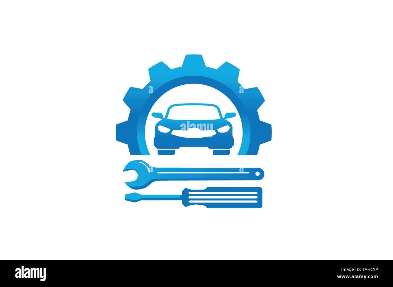 Creative Blue Gear Car Screwdriver Logo Vector Design Illustration ...