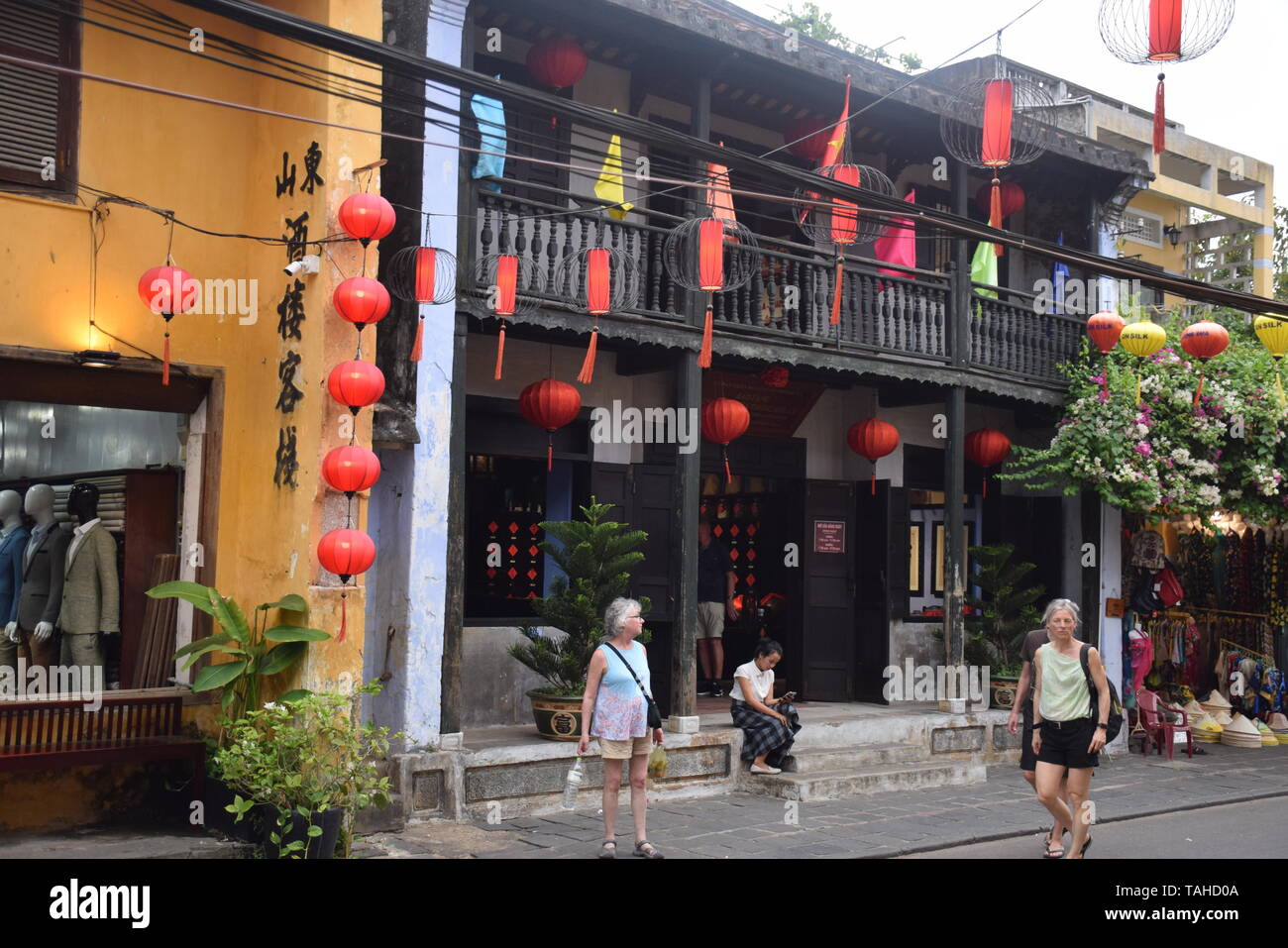 View of the streets of Hoi An old town, well-preserved example of a ...