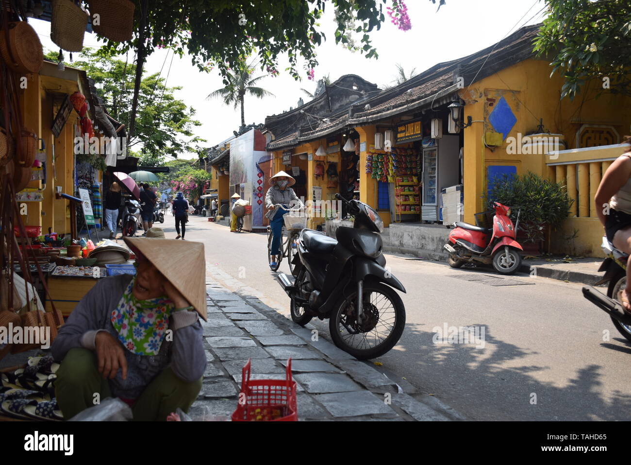 View of the streets of Hoi An old town, well-preserved example of a ...