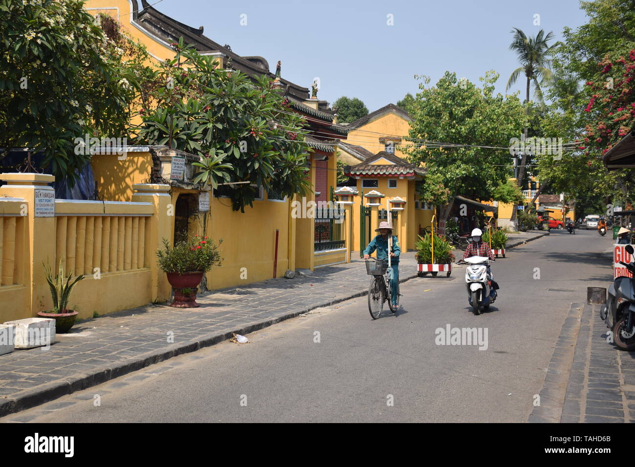 View of the streets of Hoi An old town, well-preserved example of a ...