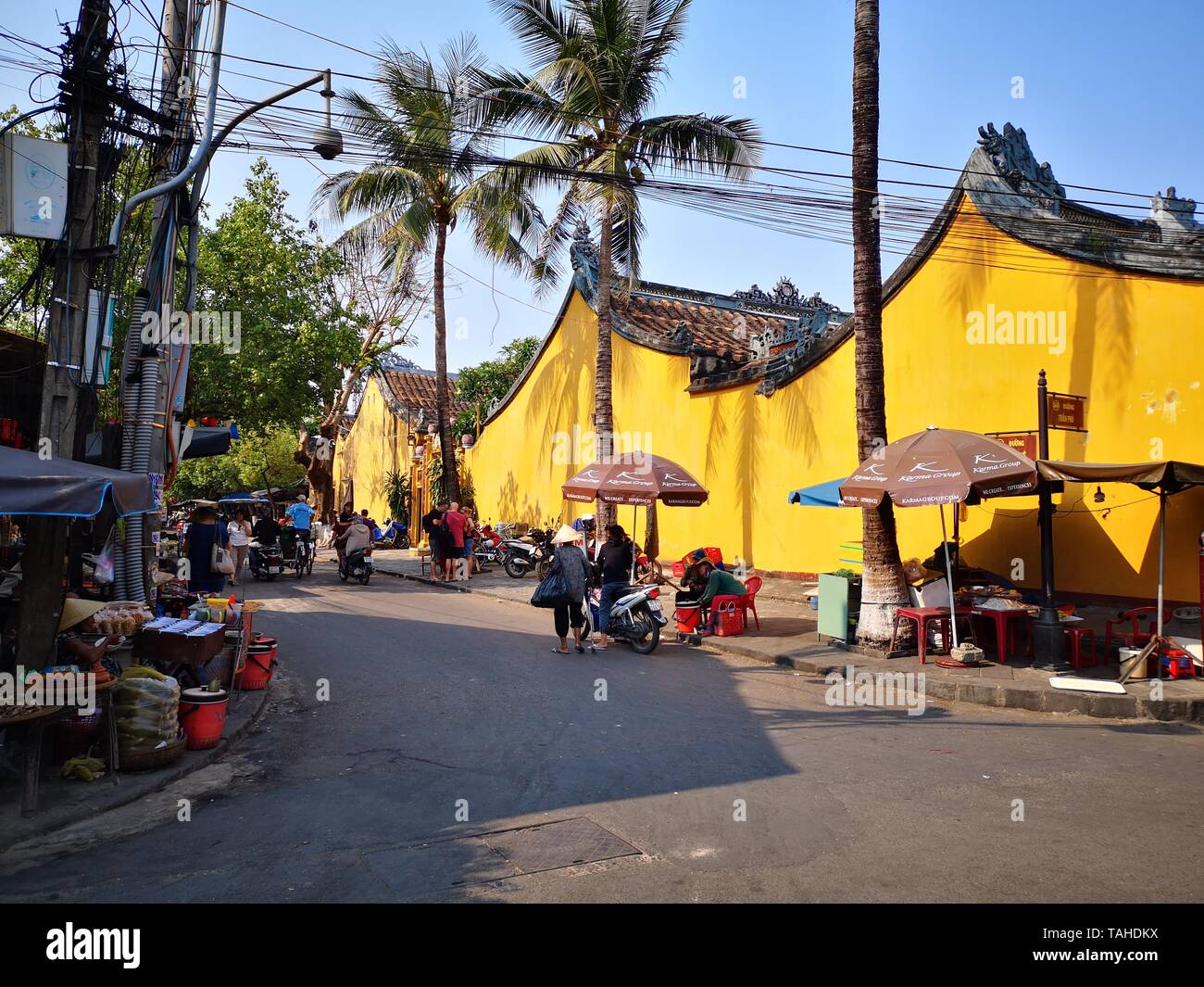 View of the streets of Hoi An old town, well-preserved example of a ...