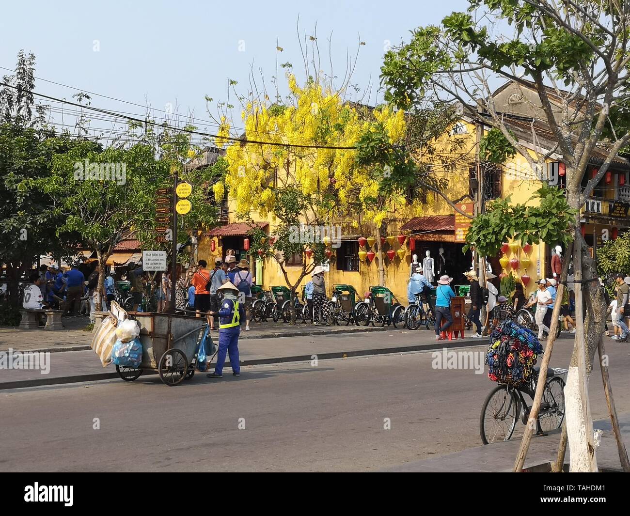 View of the streets of Hoi An old town, well-preserved example of a ...