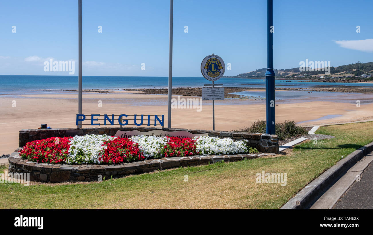 Town of Penguin Sign, Tasmania Stock Photo - Alamy