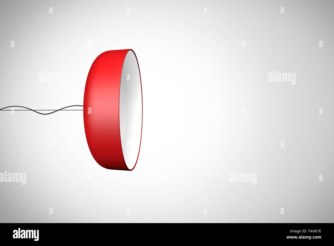 3d rendering, red modern home decoration light lamp hanging from left ...