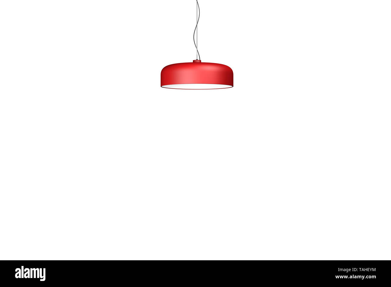3d rendering, red modern home decoration light lamp hanging from top ...
