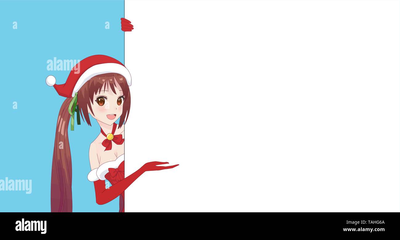 Japanese Asian woman looks out from behind the poster and smiling ...