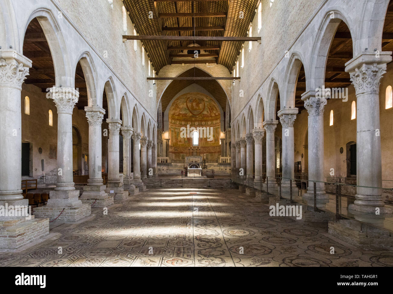Aquileia, Italy (24th May 2019) - Inner view of the ancient basilica of ...