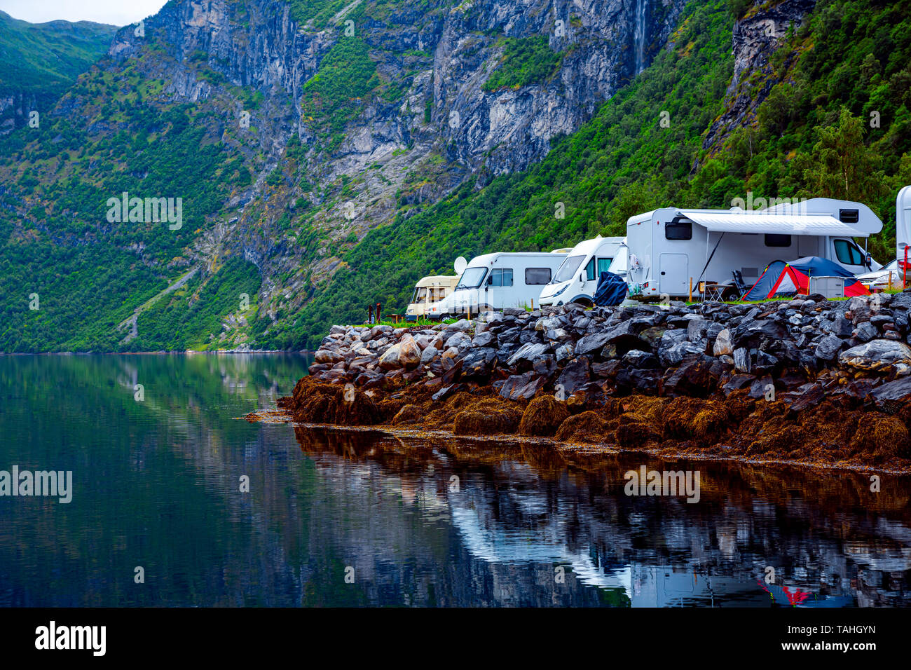 Geiranger fjord, Beautiful Nature Norway. Family vacation travel RV ...