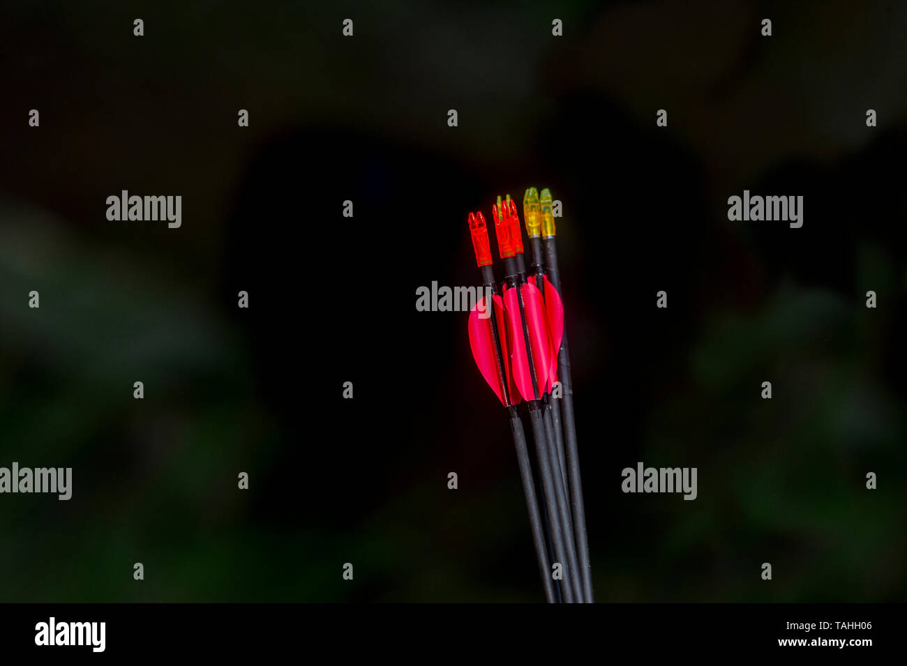 archery arrows on a black background Stock Photo - Alamy