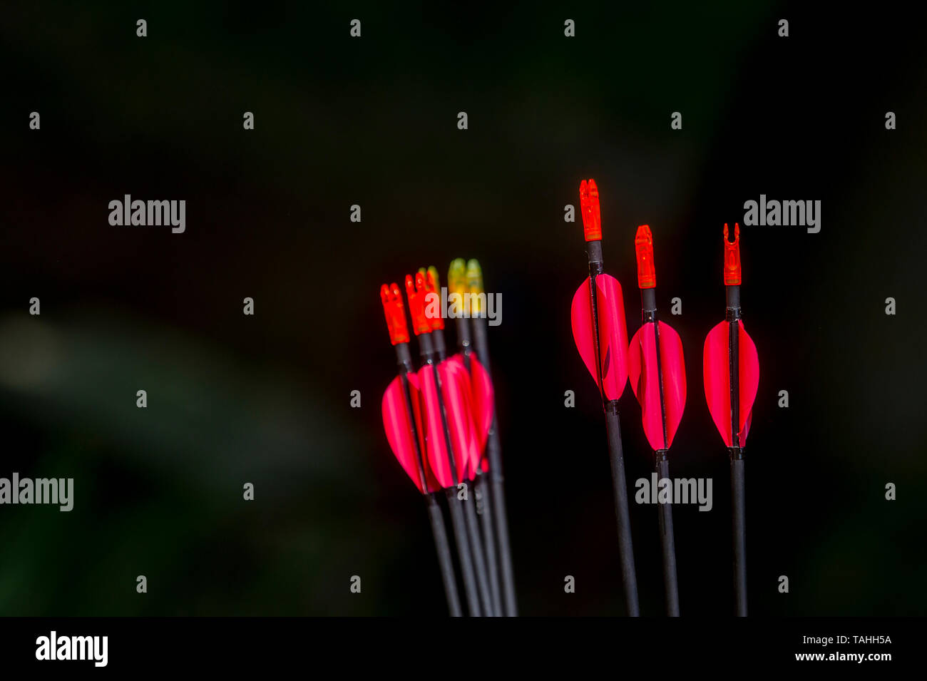 archery arrows on a black background Stock Photo - Alamy