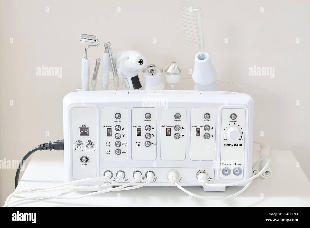 Cosmetic Multifunctional Device close-up in beauty salon. Ultrasound ...