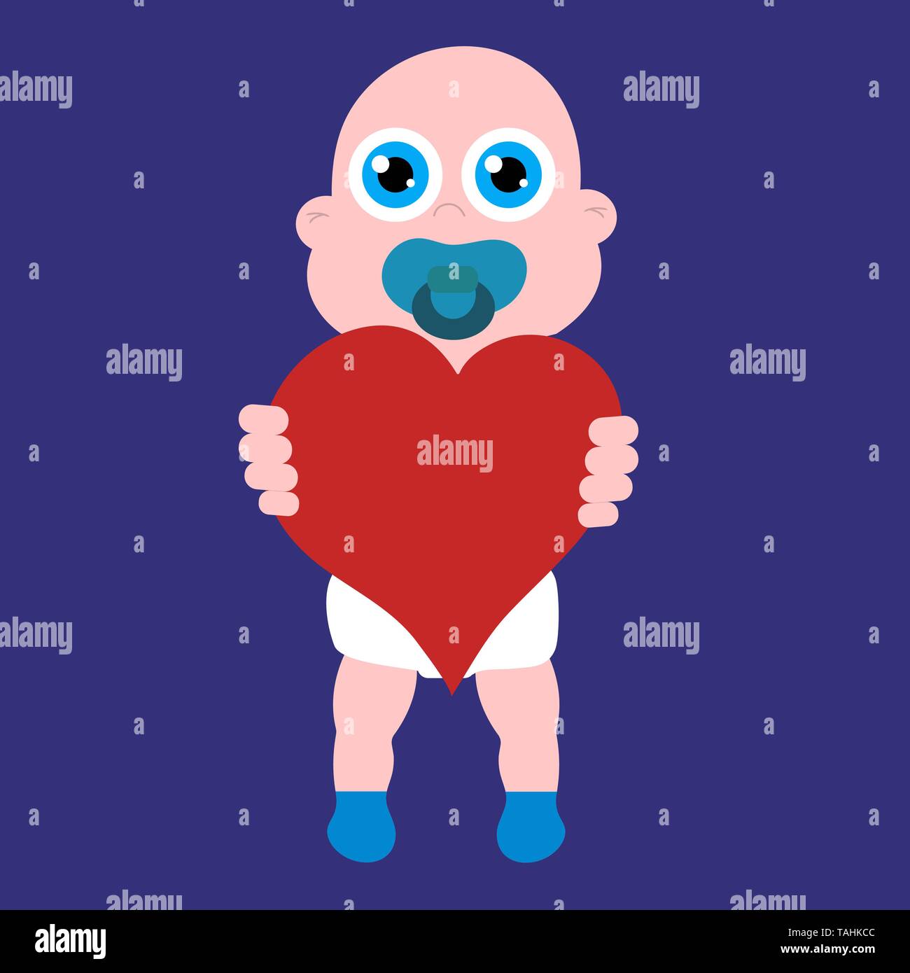 Baby boy with heart. Stock vector illustration Stock Vector Image & Art ...