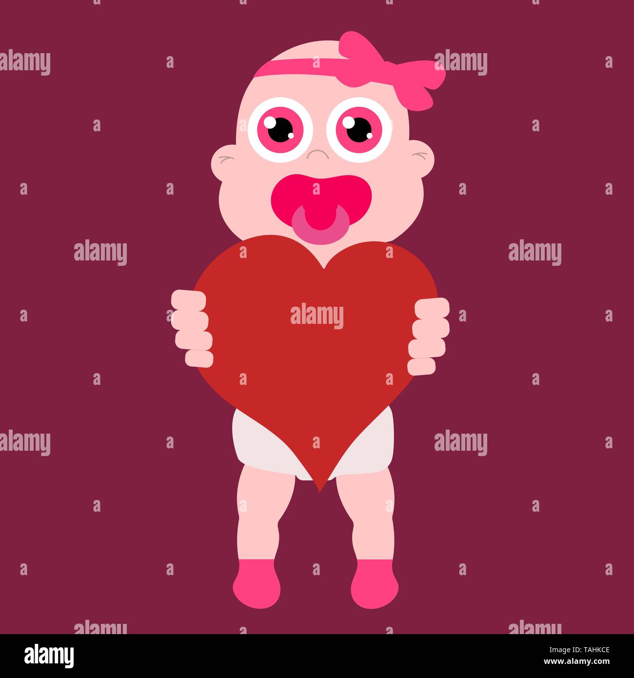 Baby girl with heart. Stock vector isolated illustration Stock Vector ...