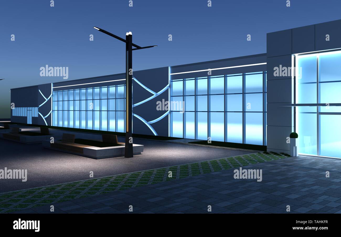 3d render exterior mall, exterior visualization, 3D illustration Stock ...