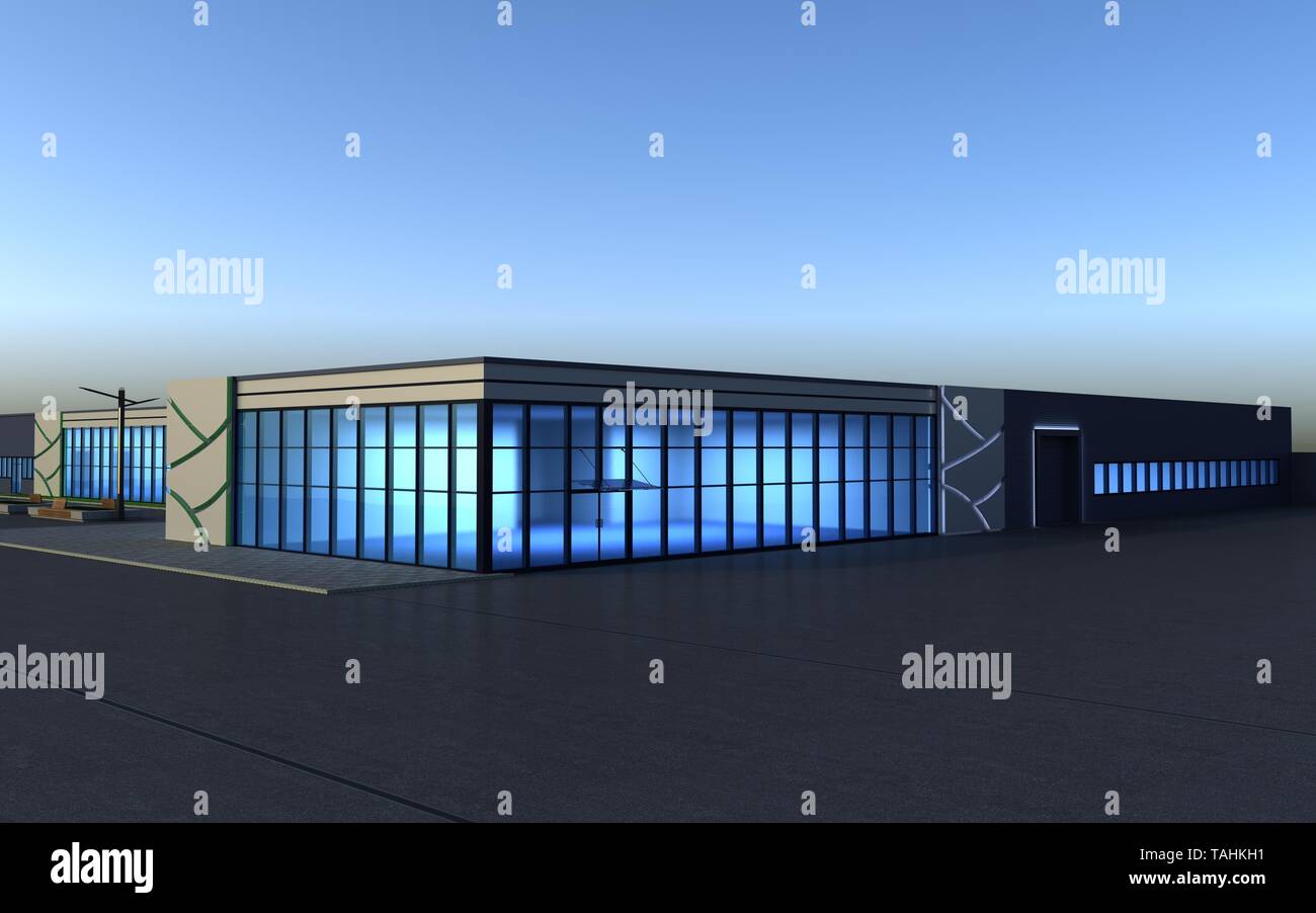 3d render exterior mall, exterior visualization, 3D illustration Stock ...