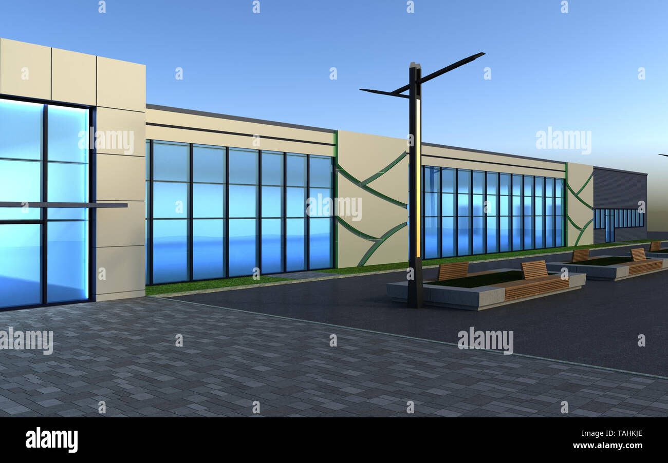 3d render exterior mall, exterior visualization, 3D illustration Stock ...