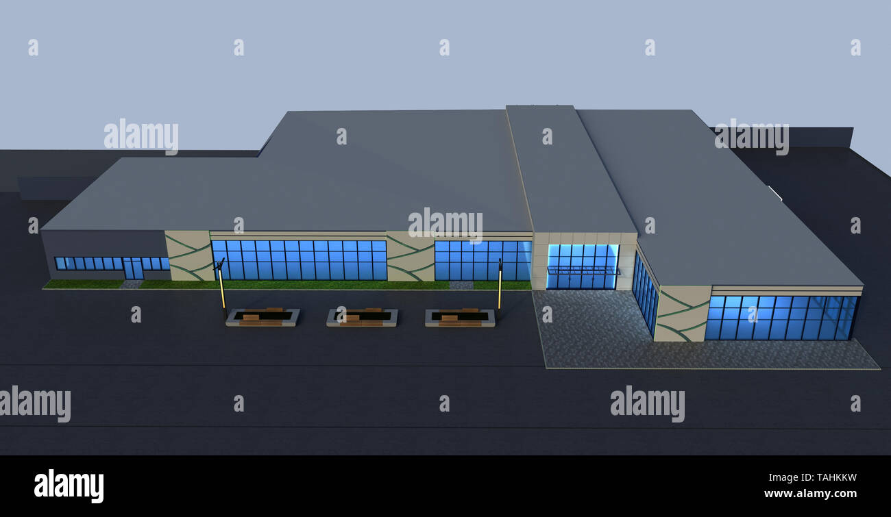 3d render exterior mall, exterior visualization, 3D illustration Stock ...