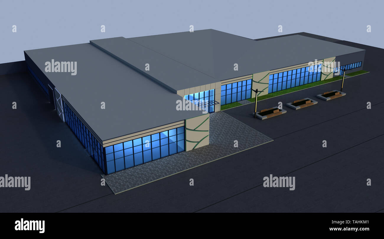3d render exterior mall, exterior visualization, 3D illustration Stock ...