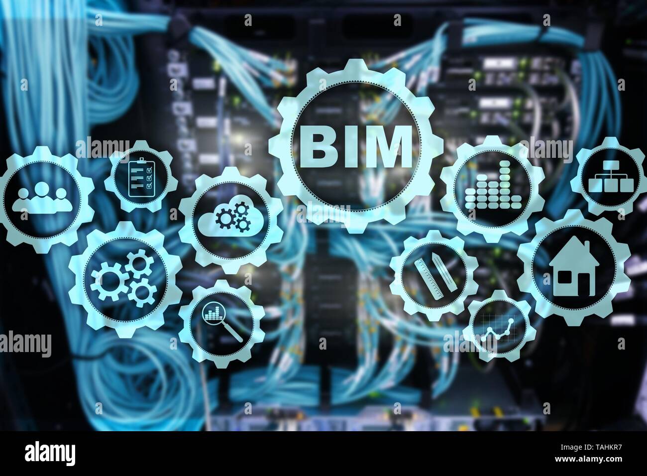 Building Information Modeling. BIM on the virtual screen with a server ...