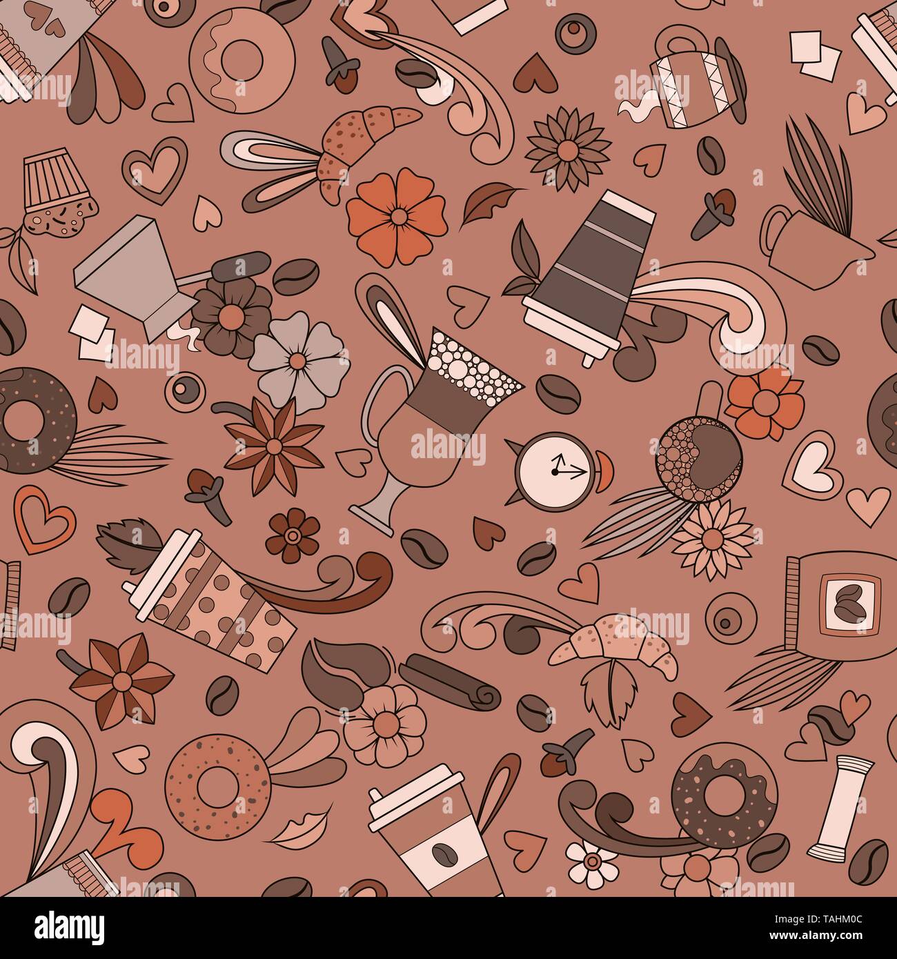 Doodle coffee. Vector illustration. Takeout beverage Cafe design ...
