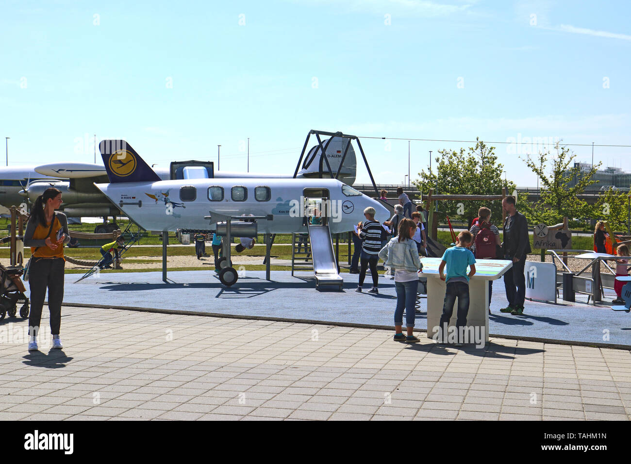 MUNICH, GERMANY - View of the Munich Airport visitor park: the ...