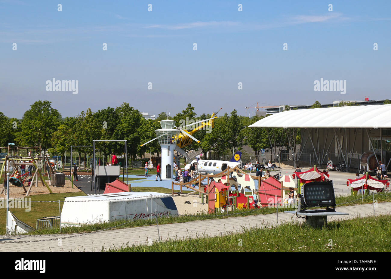 MUNICH, GERMANY - View of the Munich Airport visitor park: the ...