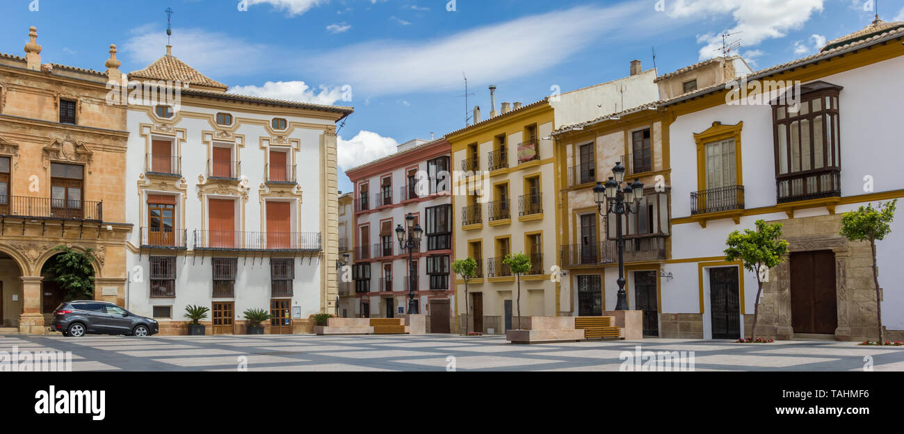 Panorama of the Plaza Espana square in the historic center of Lorca ...