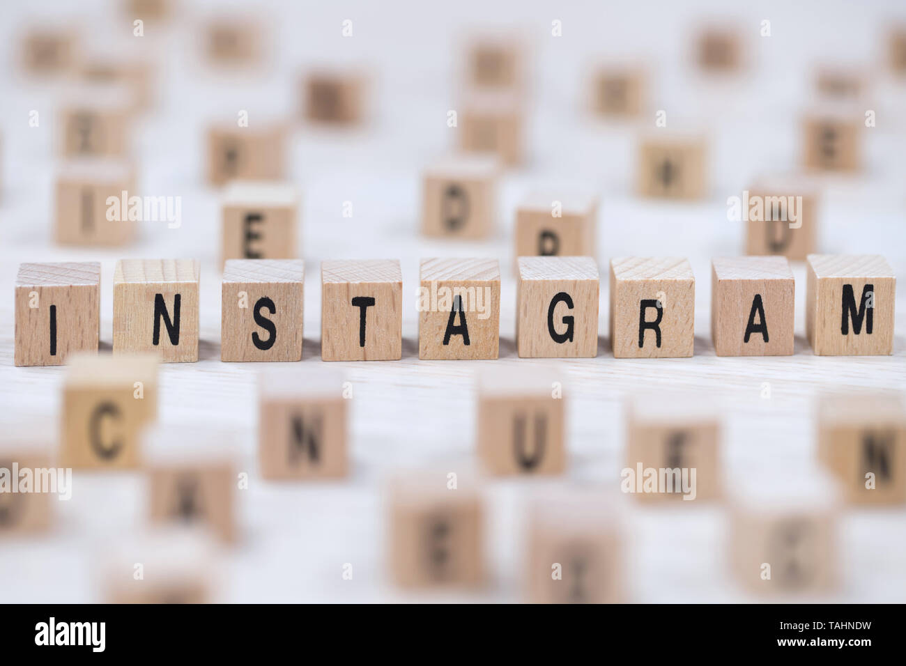 instagram wooden cube letter background Stock Photo - Alamy